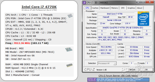 微星Z87 Mpower MAX主板搭配i7 4770K缔造7012.36MHz超频纪录_主板资讯_太平洋电脑网PConline